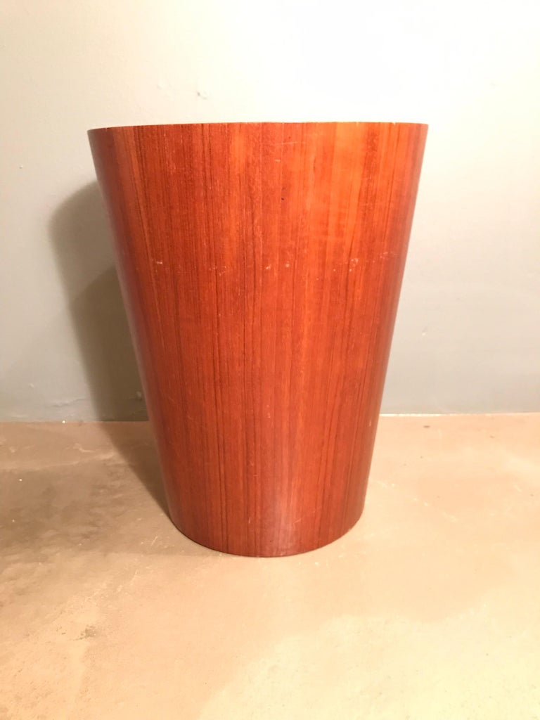 Vintage Mid-Century Modern Office Waste Paper Basket/Bin in Teak at 1stDibs