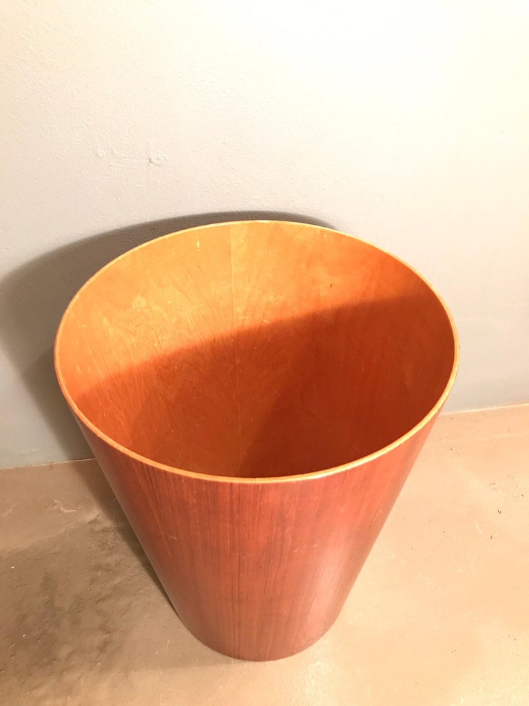 Vintage Mid-Century Modern Office Waste Paper Basket/Bin in Teak at 1stDibs