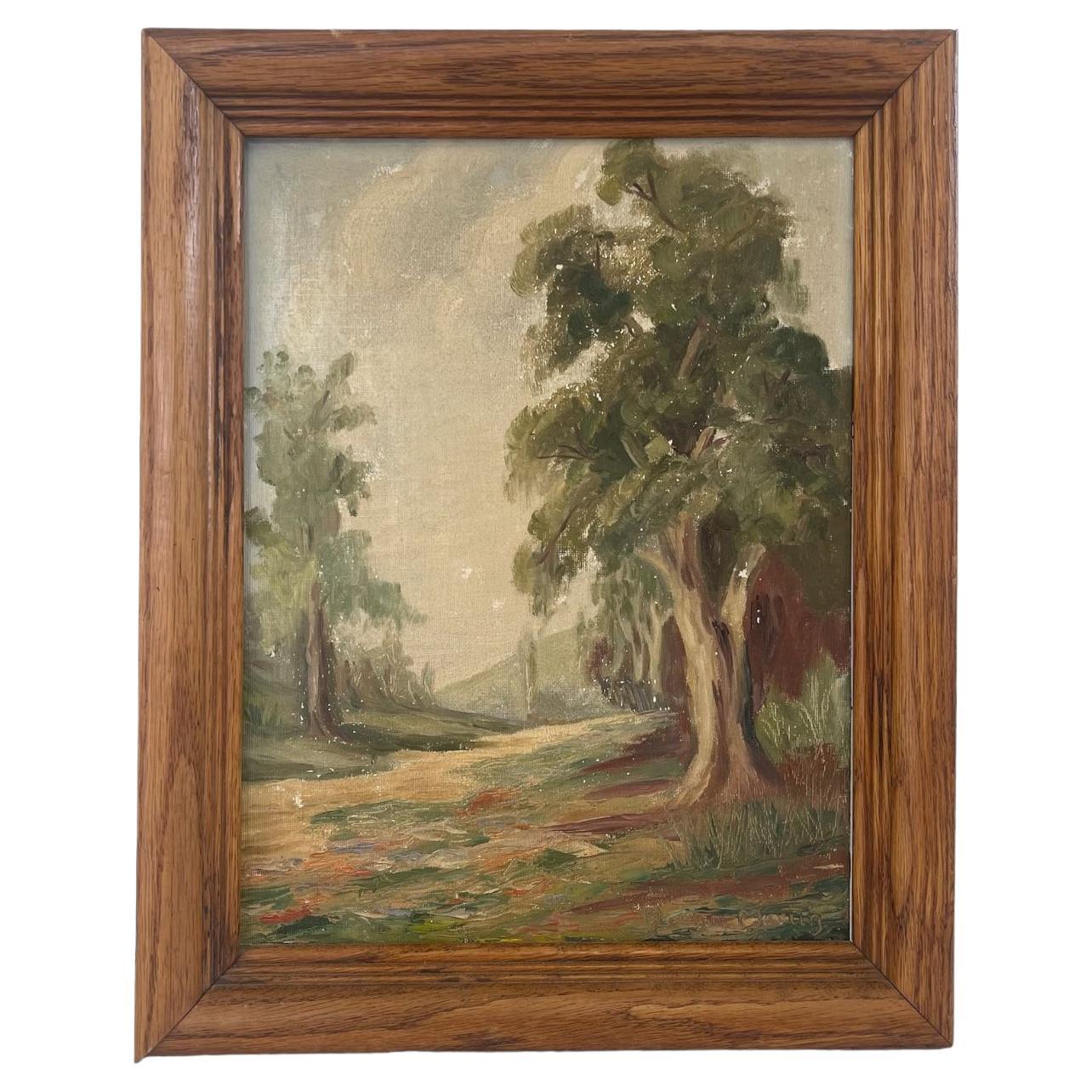 Vintage Mid Century Modern original signed painting of Forest Scenery ...