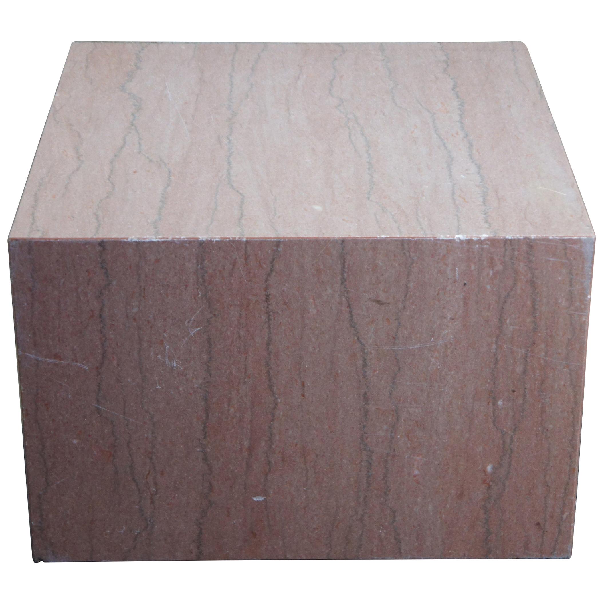 Vintage Mid-Century Modern Pink Marble Cubed Block Side Accent or ...