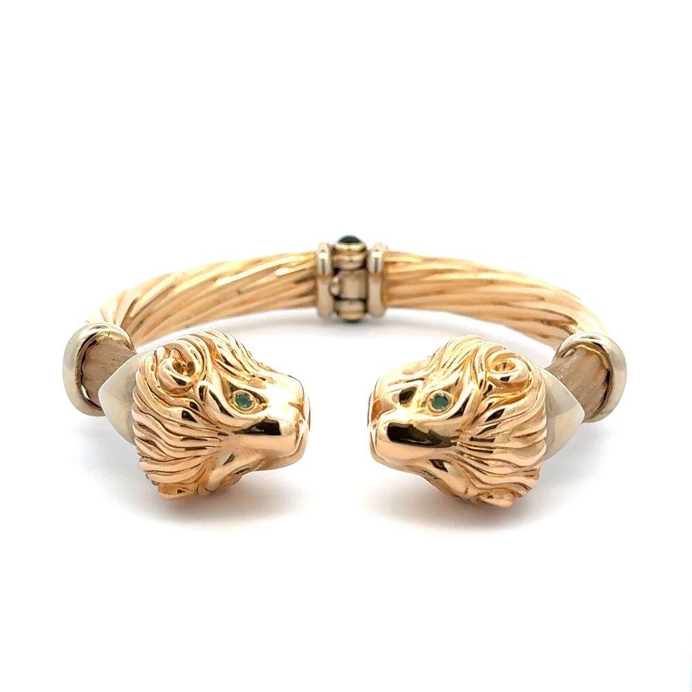 Vintage Mid Century Modern Red Carpet Lion Head Gold Statement Bangle ...