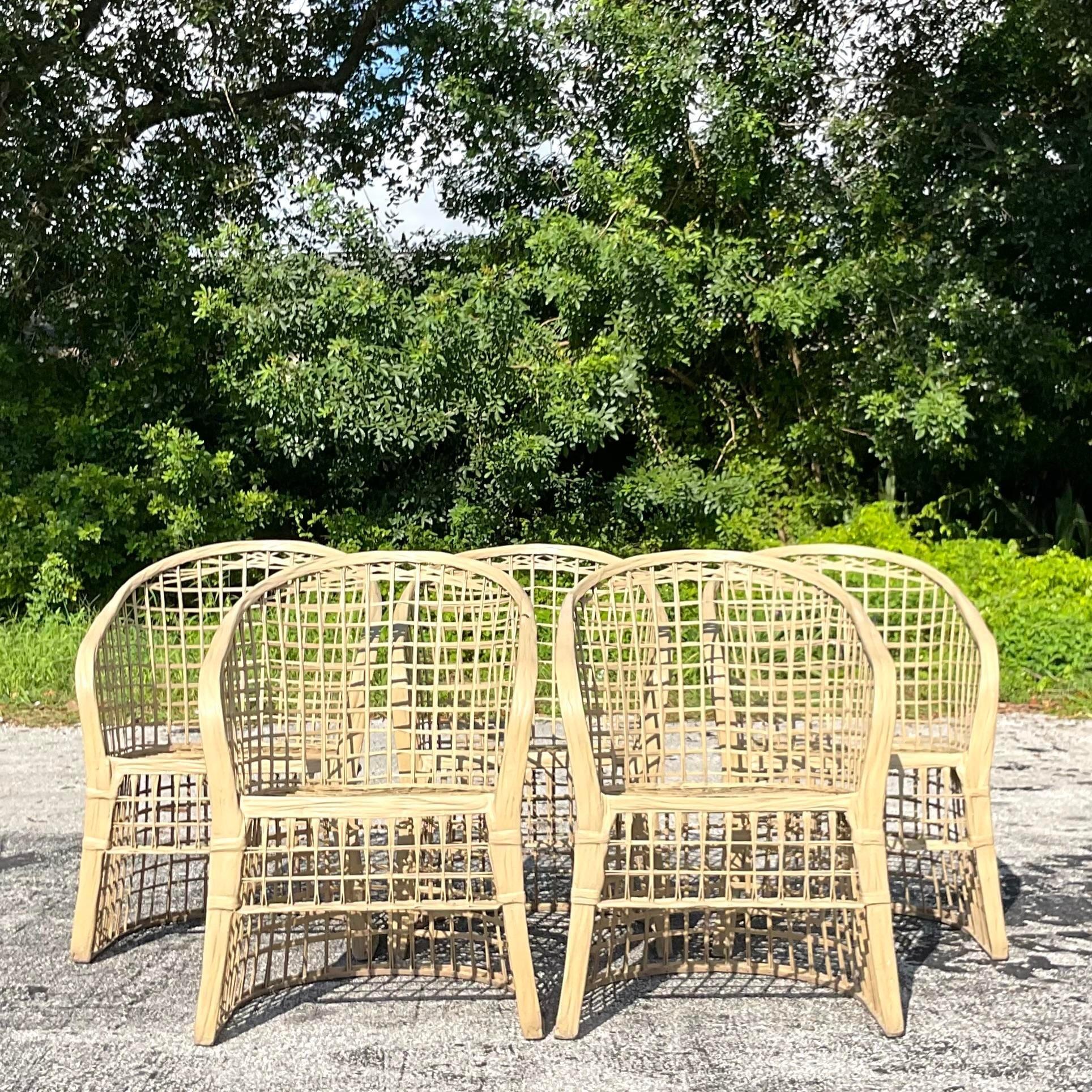 Vintage Russell Woodard Spun Fiberglass Outdoor Dining Chairs - Set of ...