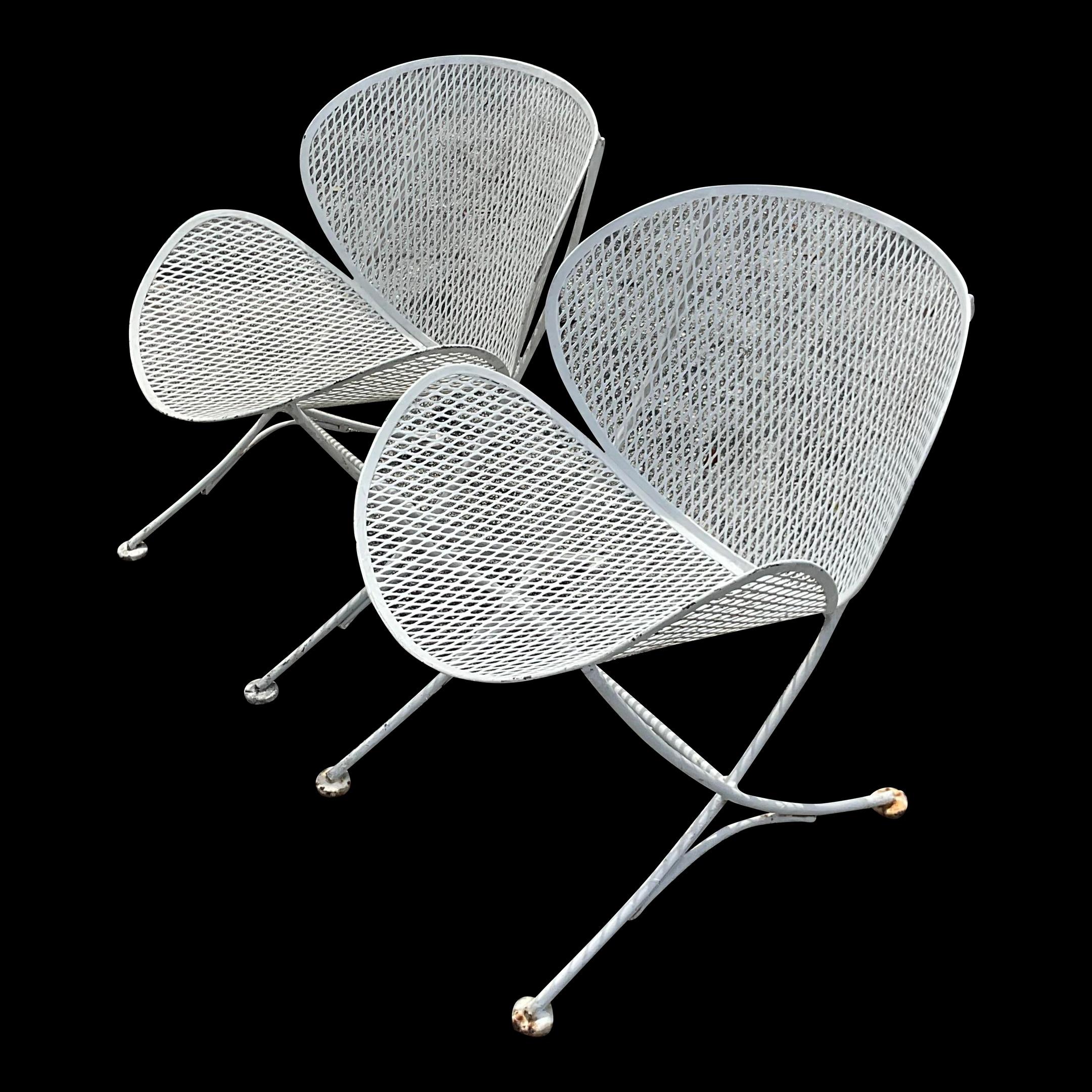 Vintage Mid-Century Modern Salterini Wrought Iron “Orange Slice” Chairs ...