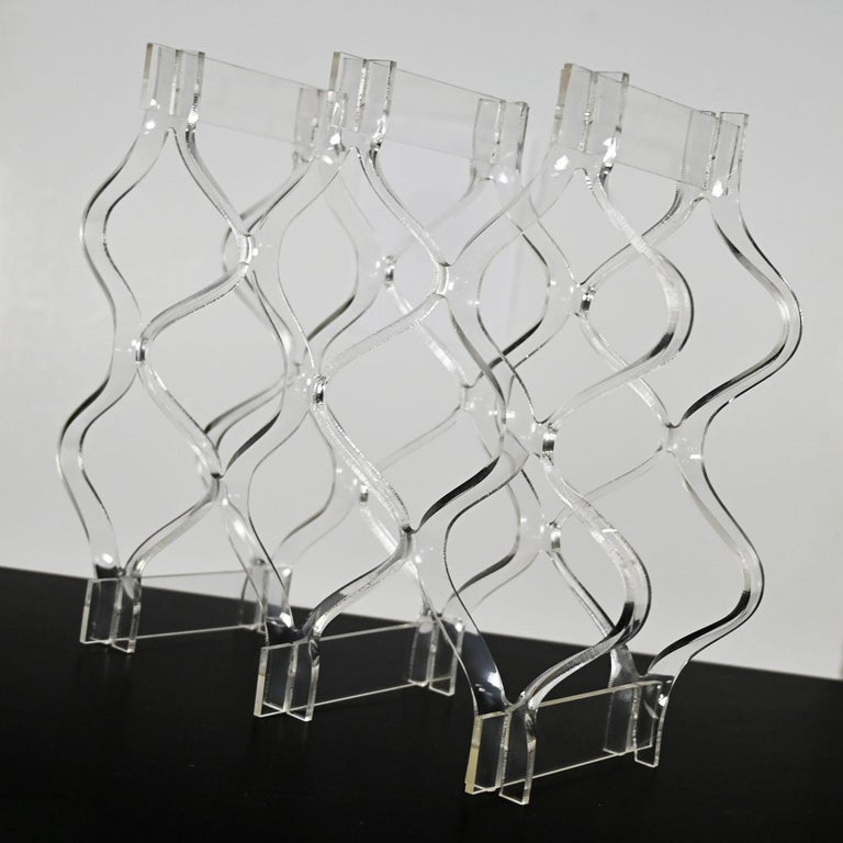 Vintage Mid-Century Modern Sculpted Lucite or Plexiglass Wine Rack For ...