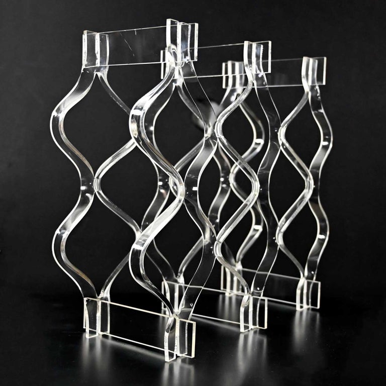 Vintage Mid-Century Modern Sculpted Lucite or Plexiglass Wine Rack For ...