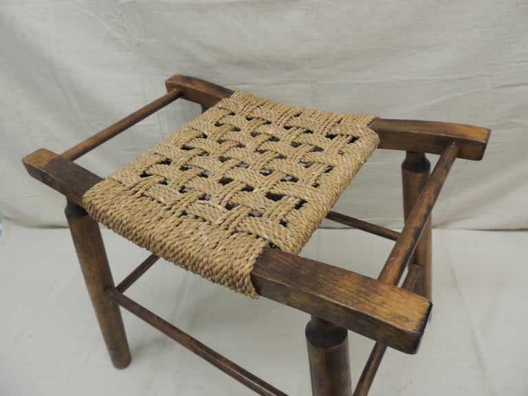 Vintage Mid-Century Modern Stool with Woven Twine Seat at 1stDibs ...