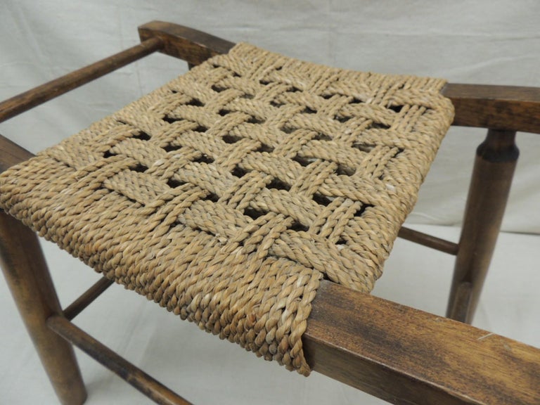 Vintage Mid-Century Modern Stool with Woven Twine Seat at 1stDibs ...
