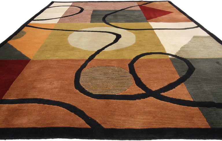 Vintage Mid-Century Modern Style Rug, Abstract Area Rug at 1stDibs