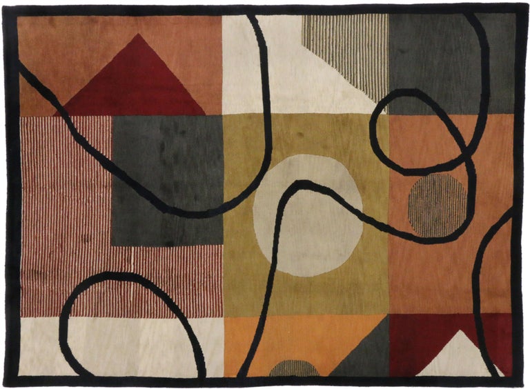 Vintage Mid-Century Modern Style Rug, Abstract Area Rug at 1stDibs