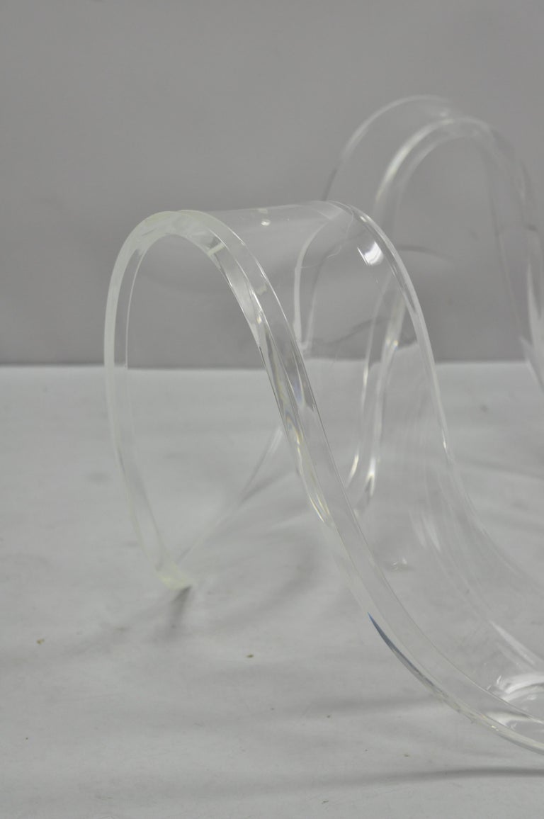 Vintage Mid-Century Modern Thick Clear Lucite Ribbon Wave Coffee Table ...