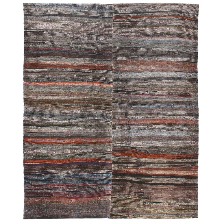 Vintage Mid-Century Modern Tribal Flat-Weave Rug For Sale at 1stDibs