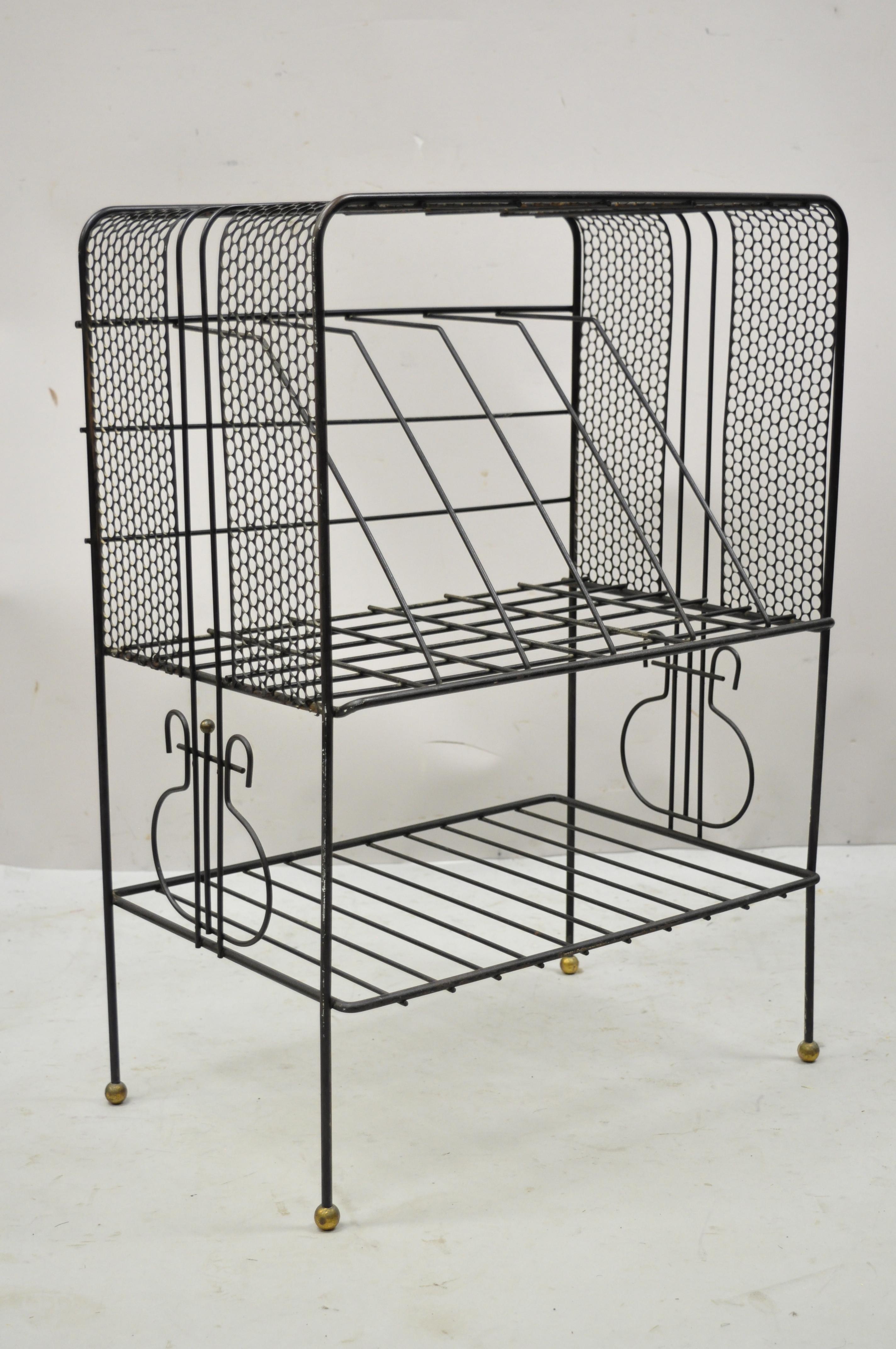 Vintage Mid-Century Modern Wrought Iron Metal Record Player Vinyl Album ...