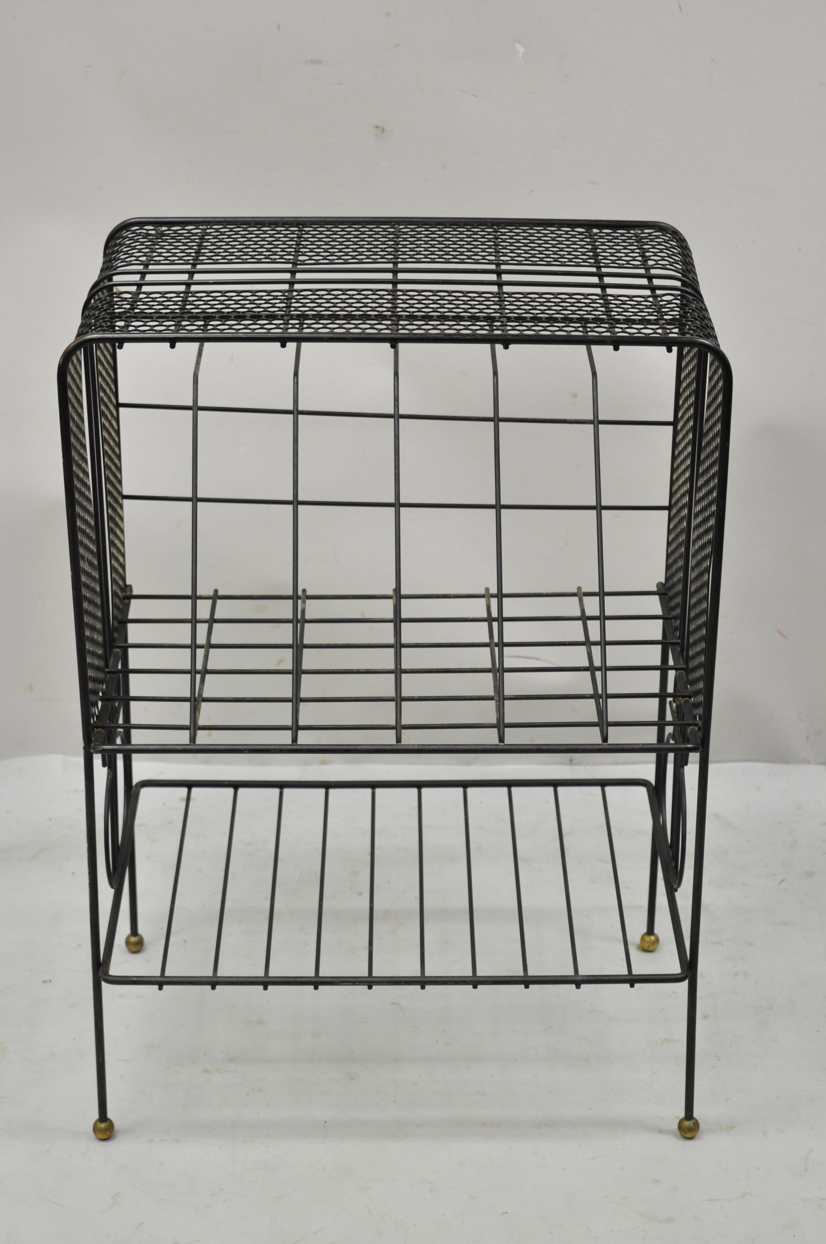 Vintage Mid-Century Modern Wrought Iron Metal Record Player Vinyl Album ...