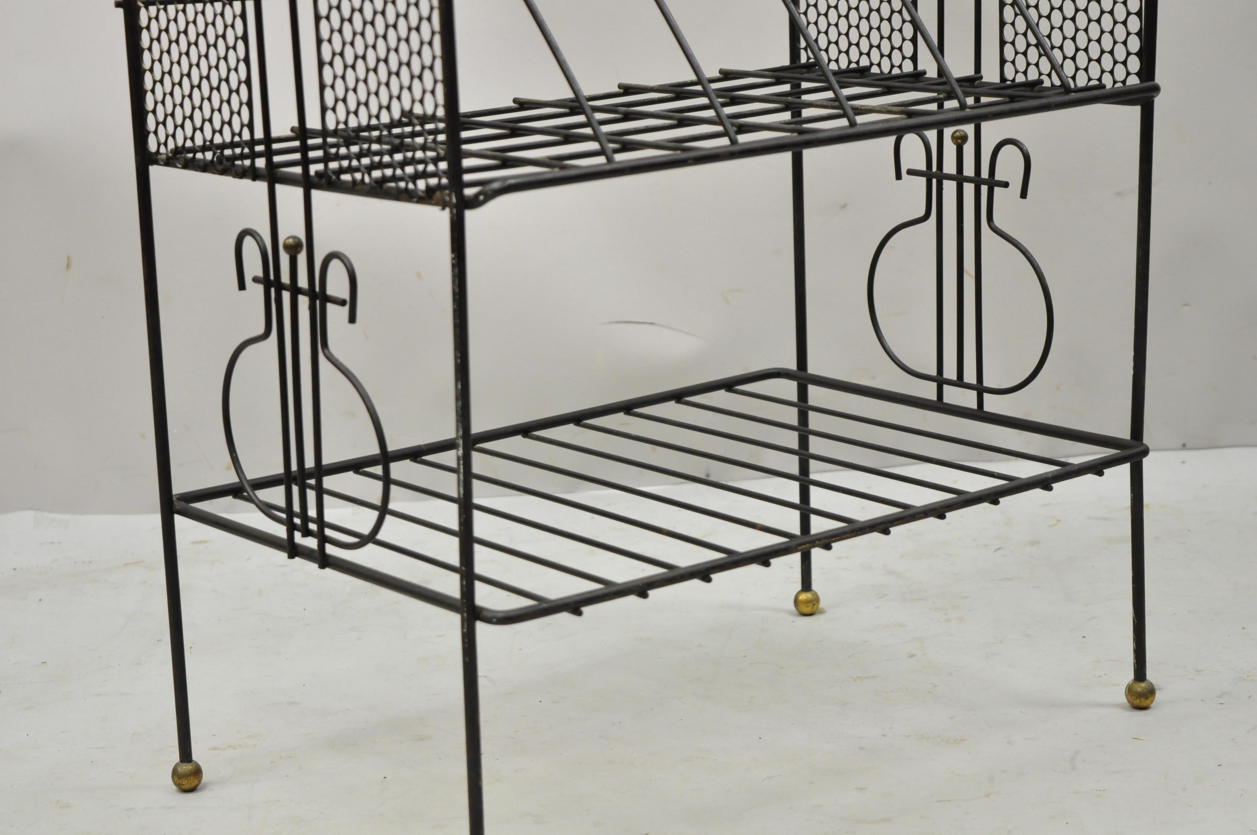 Vintage Mid-Century Modern Wrought Iron Metal Record Player Vinyl Album ...