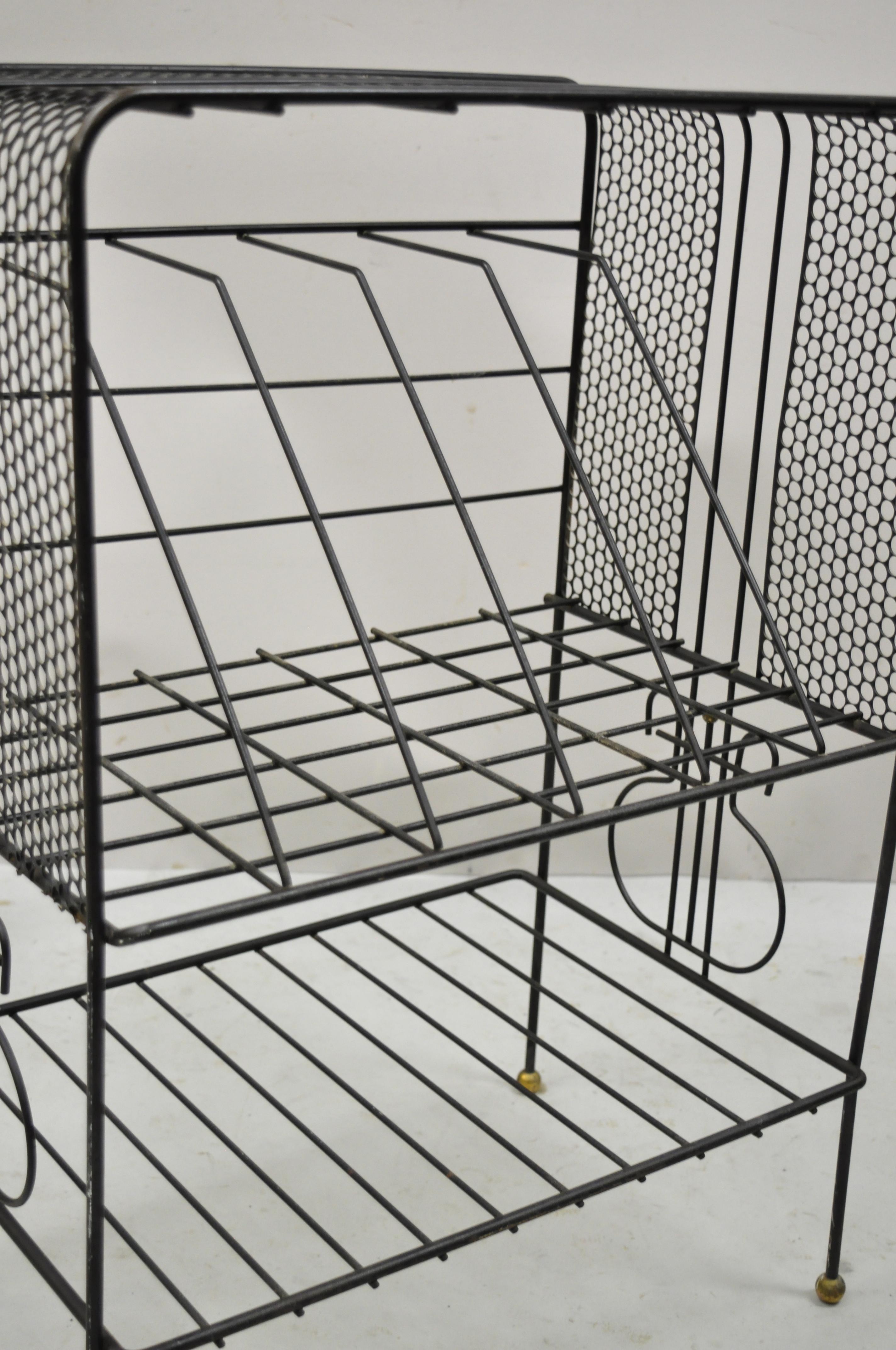 Vintage Mid-Century Modern Wrought Iron Metal Record Player Vinyl Album ...