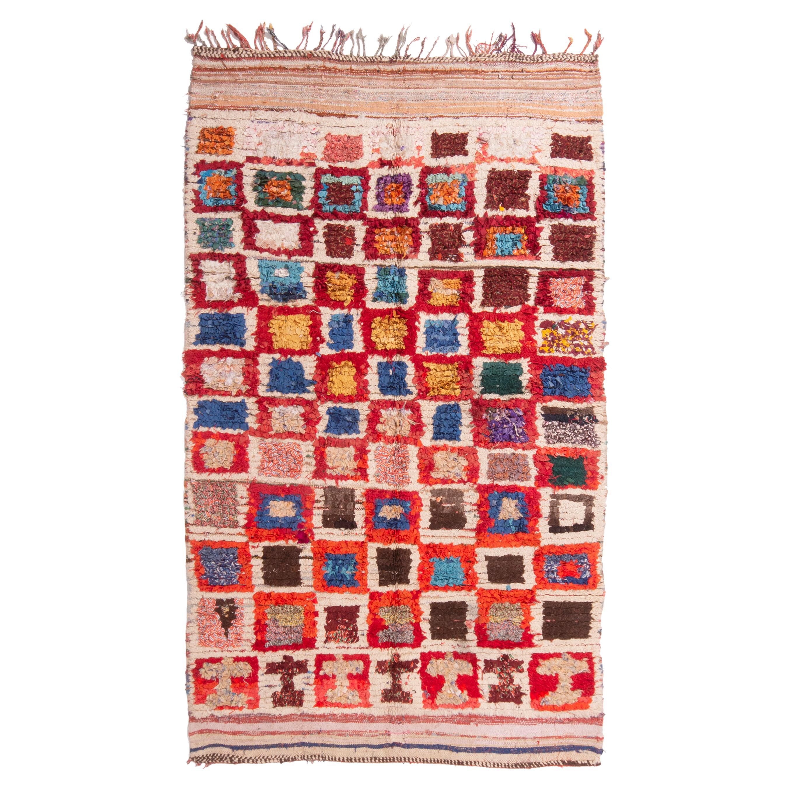 Vintage Midcentury Moroccan Transitional Pink Wool Rug For Sale at 1stDibs