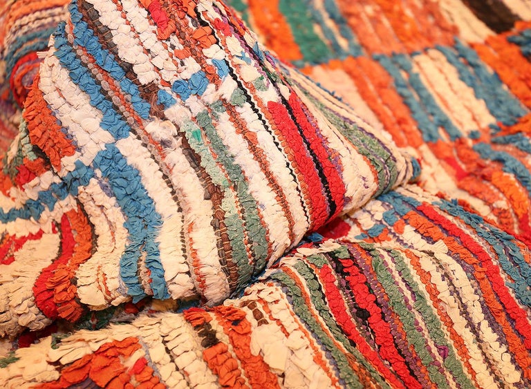 Vintage Mid-Century Moroccan Rag Rug. Size: 3 ft 10 in x 8 ft 8 in at ...