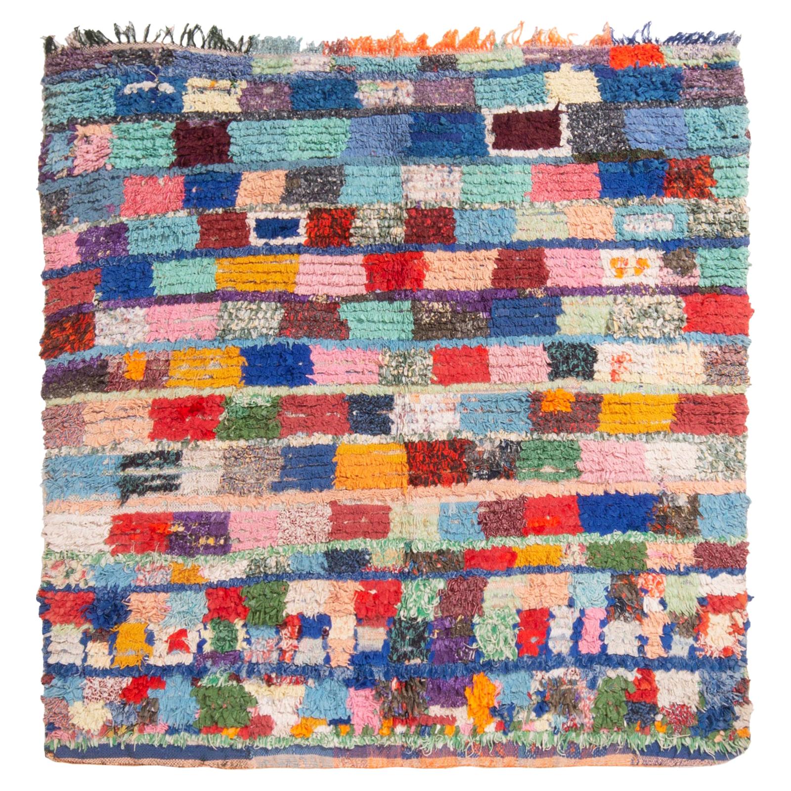 Vintage Mid-Century Moroccan Transitional Pink and Blue Multicolor Wool ...