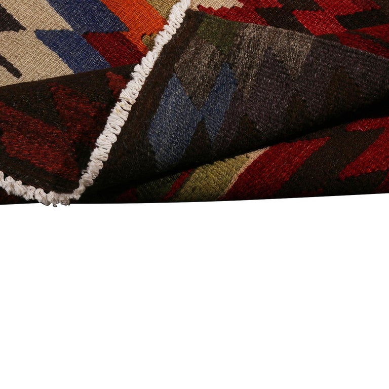 Midcentury Mut Diamond Beige-Braungrüner Woll-Kelim-Teppich von Teppich ...