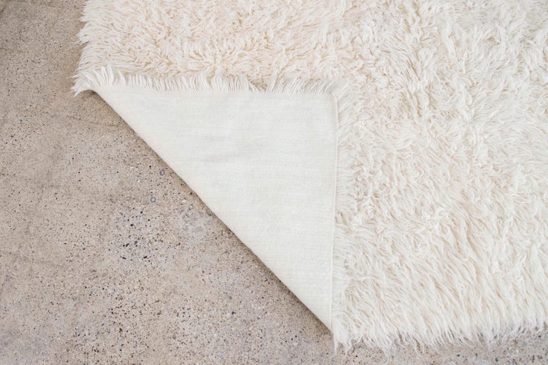 Vintage Midcentury Natural Wool Shag Floor Rug, 1970s For Sale at 1stdibs