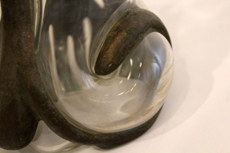 Vintage Mid Century Nepalese Bronze and Glass Biomorphic Vase Vessel ...