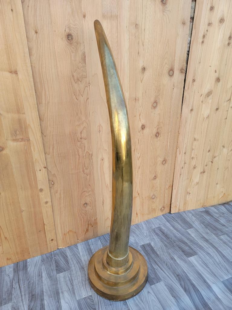 Vintage Midcentury Oversized Brass Elephant Tusk Horn For Sale at 1stDibs