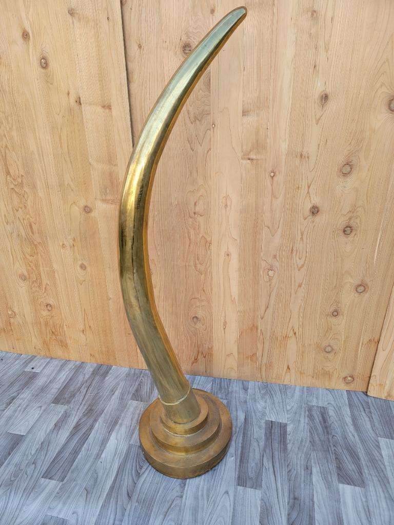 Vintage Midcentury Oversized Brass Elephant Tusk Horn For Sale at 1stDibs
