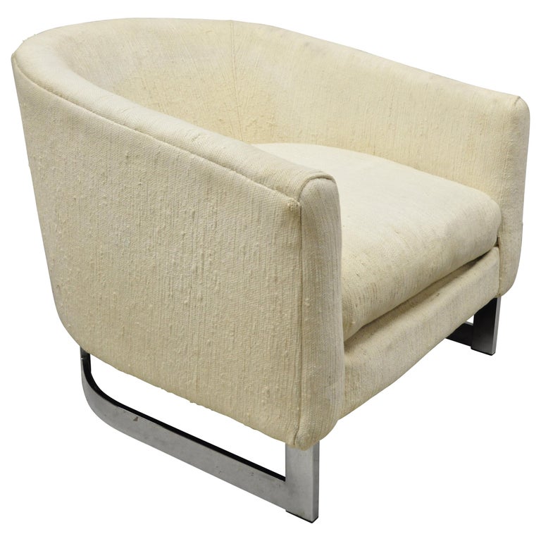 Vintage Midcentury Rowe Chrome Barrel Back Milo Baughman Lounge Club ...