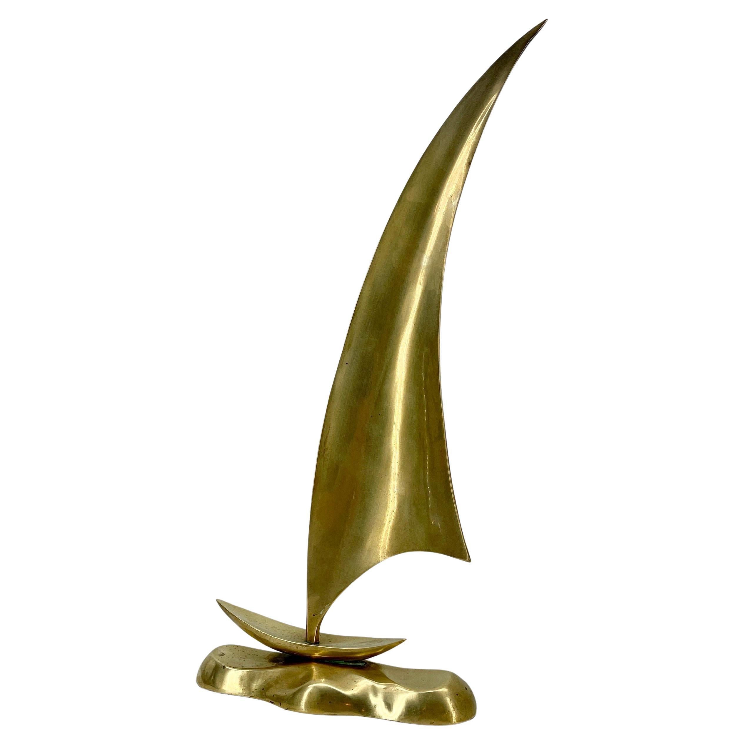 Vintage Mid-Century Sailboat Sculpture in Solid Brass at 1stDibs