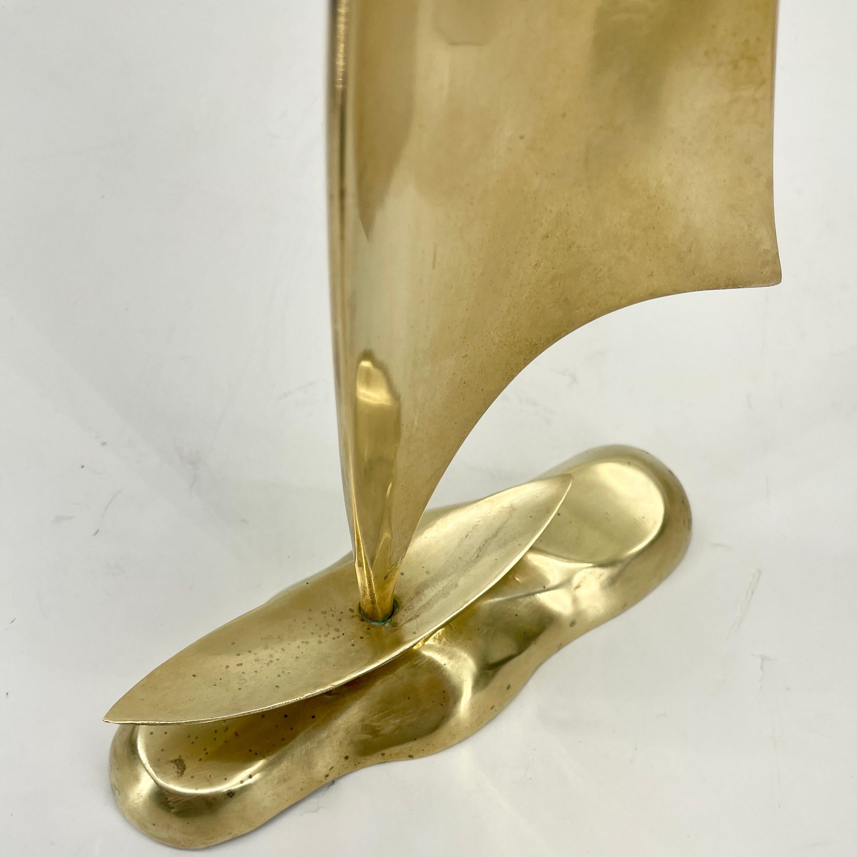 Vintage Mid-Century Sailboat Sculpture in Solid Brass at 1stDibs