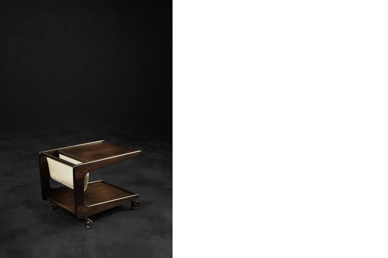 Vintage Midcentury Scandinavian Modern Ash Bar Cart with Linen ...