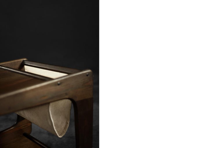 Vintage Midcentury Scandinavian Modern Ash Bar Cart with Linen ...