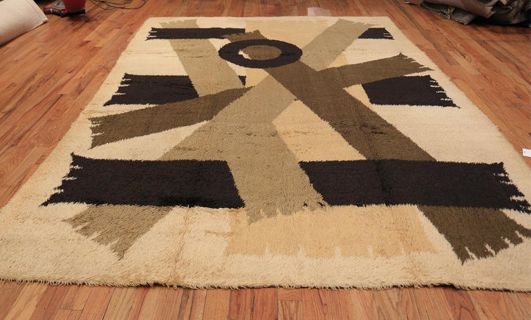 Vintage Midcentury Scandinavian Rya Shag Rug. Size: 8 ft 2 in x 11 ft 4 ...