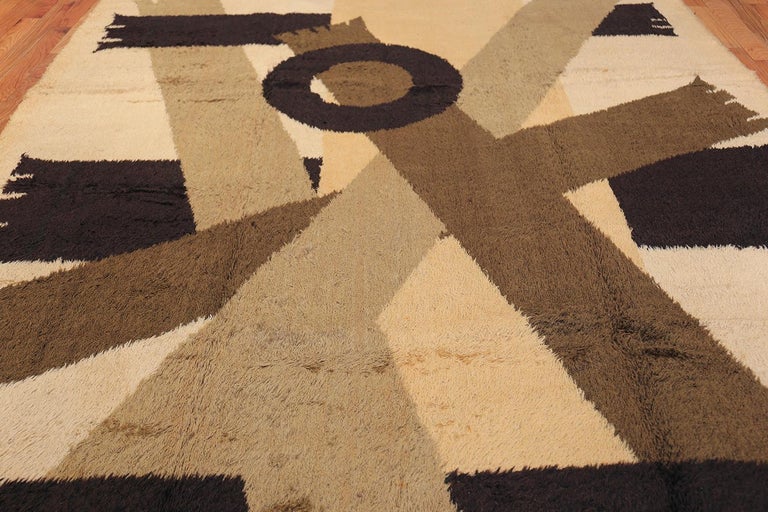 Vintage Midcentury Scandinavian Rya Shag Rug. Size: 8 ft 2 in x 11 ft 4 ...