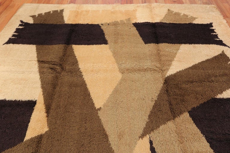 Vintage Midcentury Scandinavian Rya Shag Rug. Size: 8 ft 2 in x 11 ft 4 ...