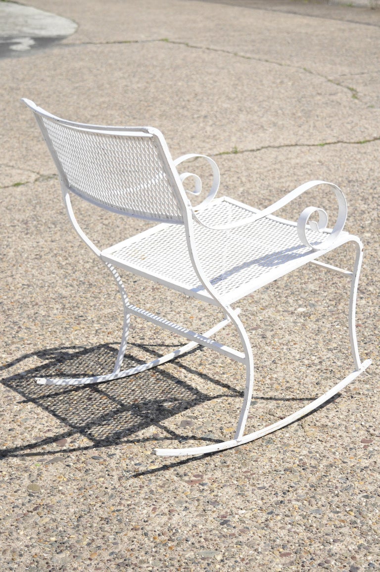 Vintage Mid Century Scrolling Arm Wrought Iron Garden Patio Rocker ...