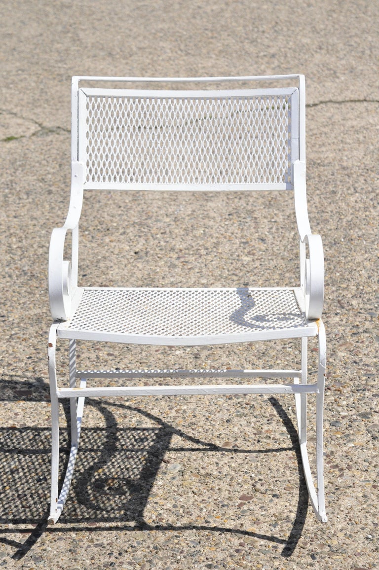 Vintage Mid Century Scrolling Arm Wrought Iron Garden Patio Rocker ...