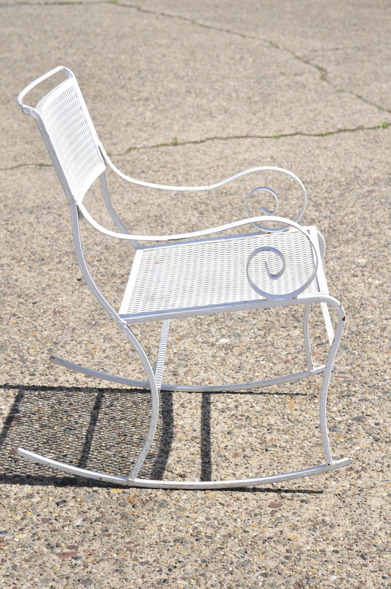 Vintage Mid Century Scrolling Arm Wrought Iron Garden Patio Rocker ...