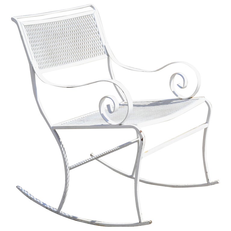 Vintage Mid Century Scrolling Arm Wrought Iron Garden Patio Rocker ...