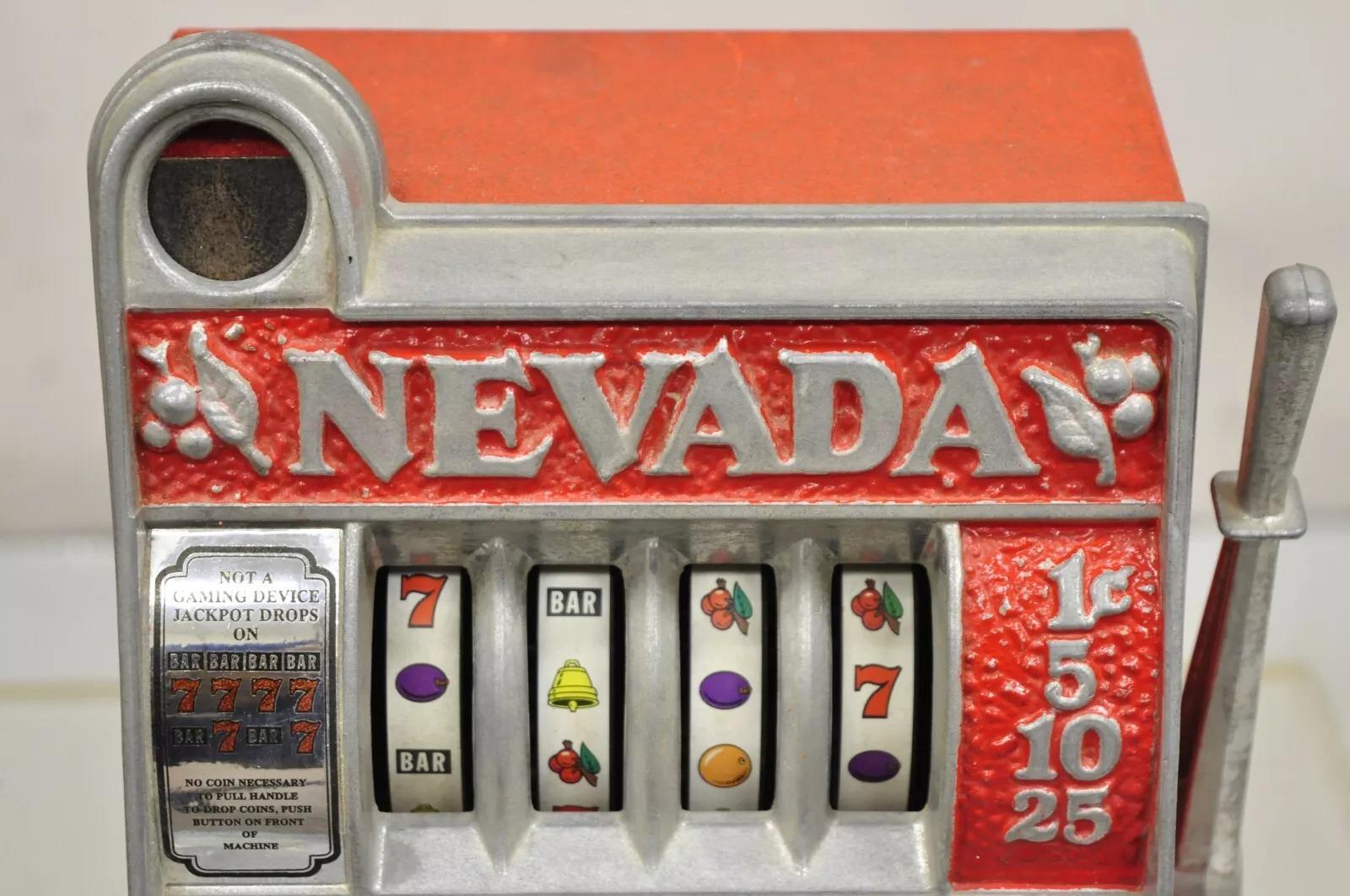 Vintage Mid Century Small Slot Machine Coin Bank Las Vegas Nevada By ...