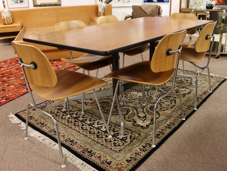 Vintage Mid Century Style Herman Miller Chrome Wood Dining Conference ...