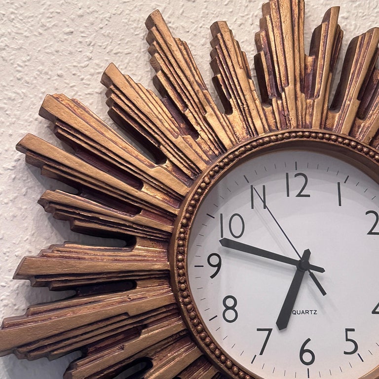 Vintage Mid-Century Sunburst Starburst Wall Clock, Germany, 1980s For ...