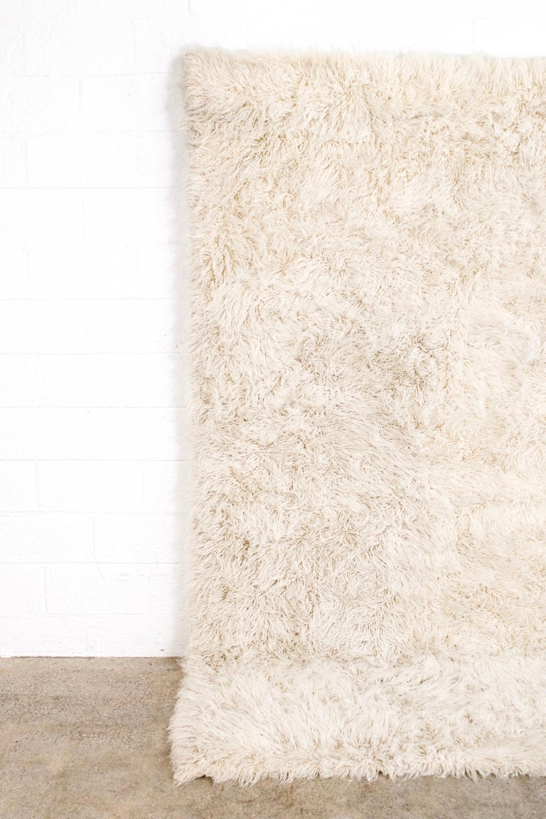 Vintage Midcentury Swedish Modern Rya Natural Beige Wool Shag Rug For ...