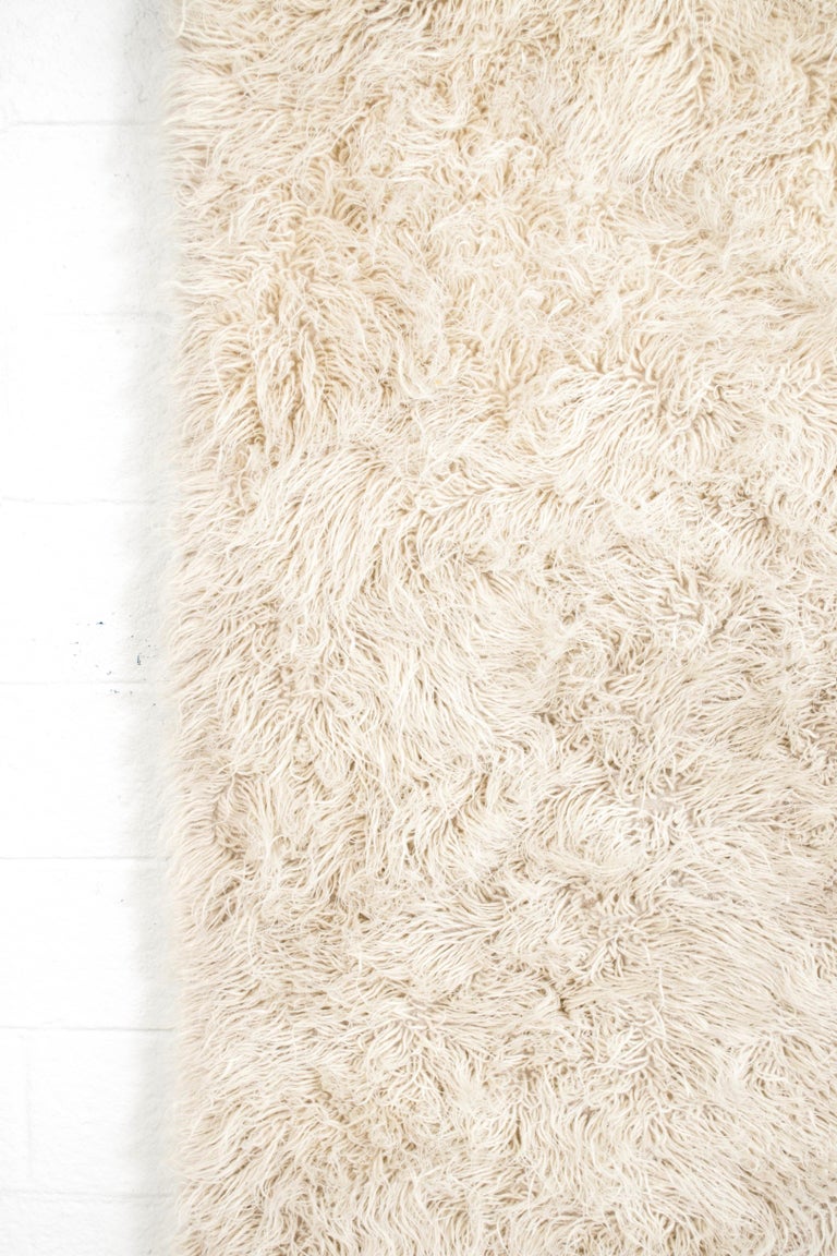 Vintage Midcentury Swedish Modern Rya Natural Beige Wool Shag Rug For ...