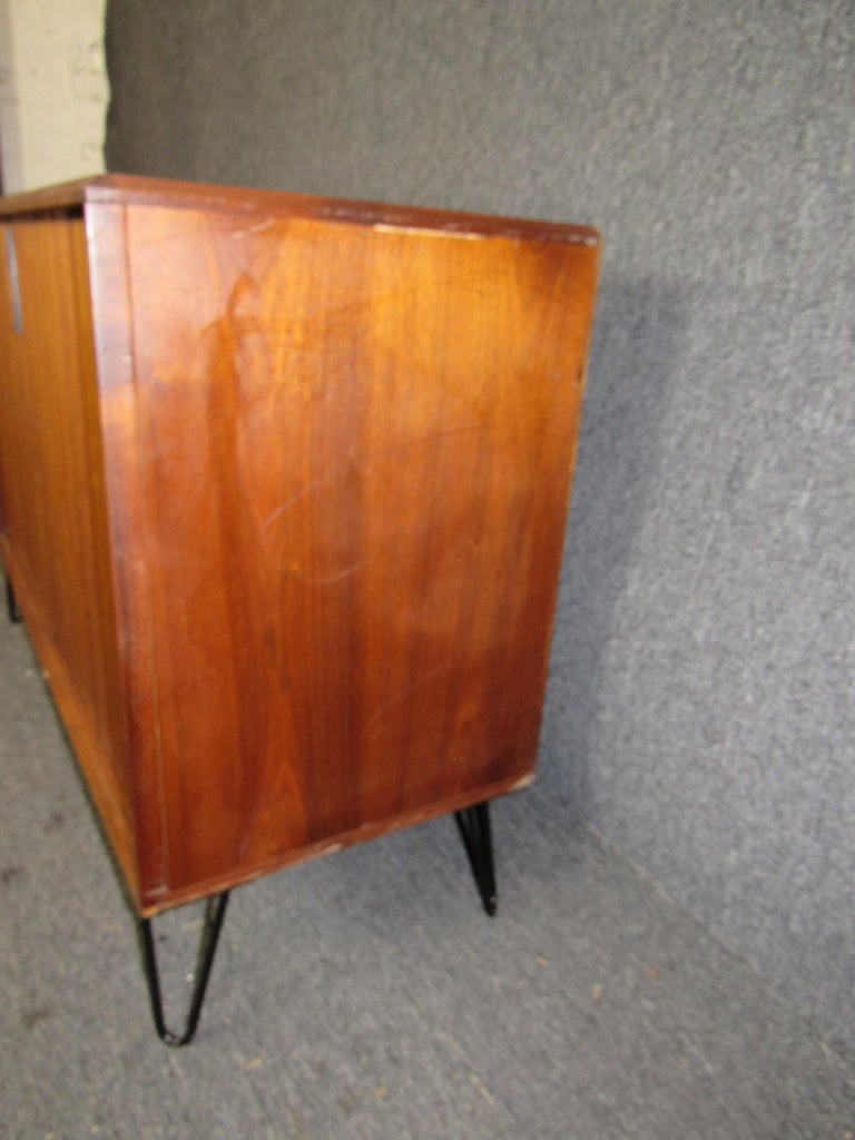 Vintage Mid-Century Tambour Cabinet For Sale at 1stDibs