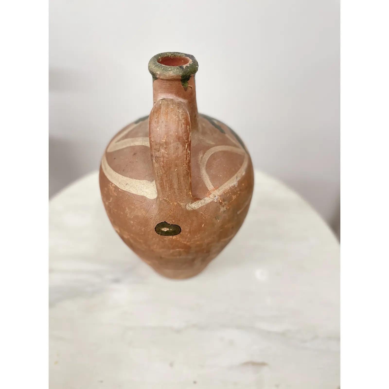 Vintage Mid Century Brick-red Vessel with handle For Sale at 1stDibs