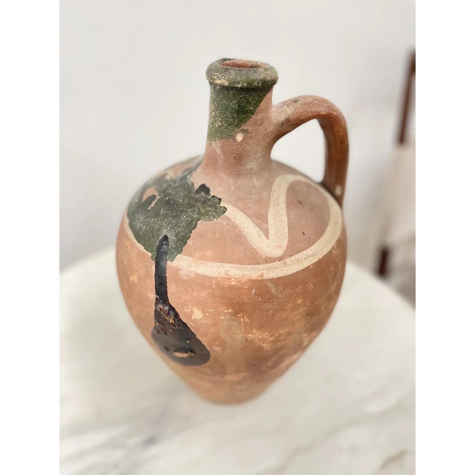 Vintage Mid Century Brick-red Vessel with handle For Sale at 1stDibs