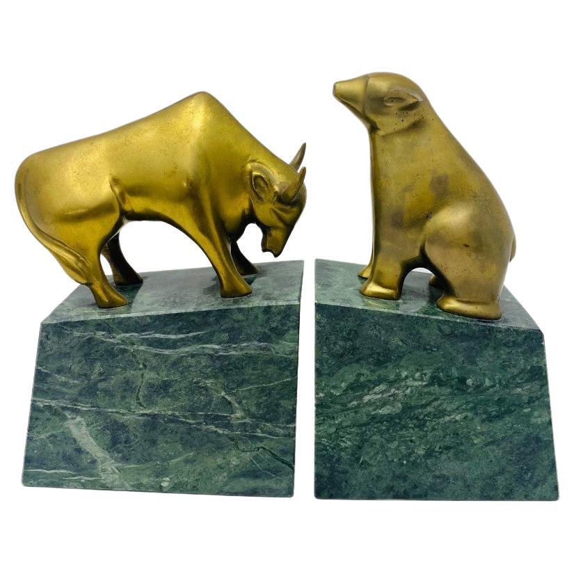 Vintage Mid-Century Wall Street Bear and Bull Bronze Bookends, 'Pair ...