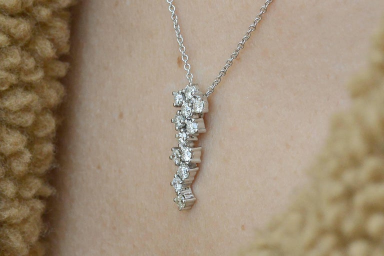 Vintage Mid-Century Waterfall Diamond Pendant Necklace at 1stDibs