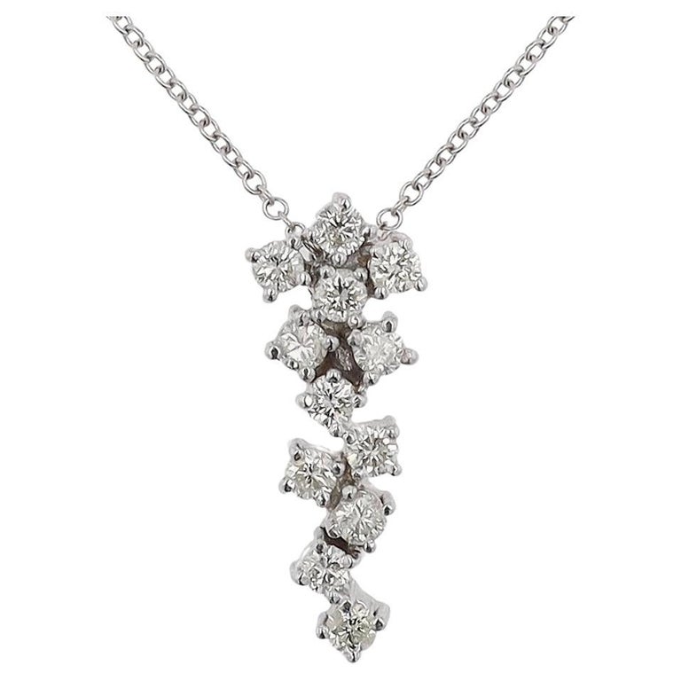 Vintage Mid-Century Waterfall Diamond Pendant Necklace at 1stDibs